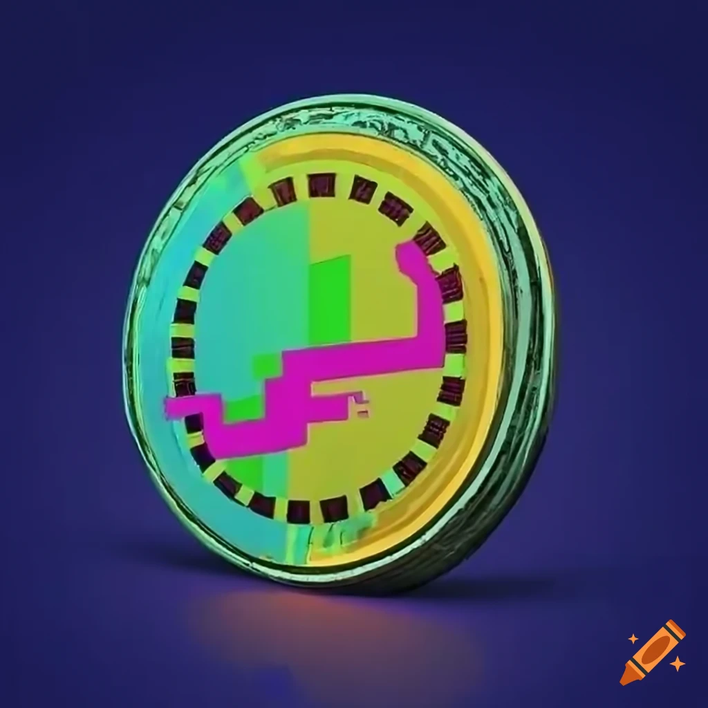 A colorful digital coin decorated with internet meme culture
