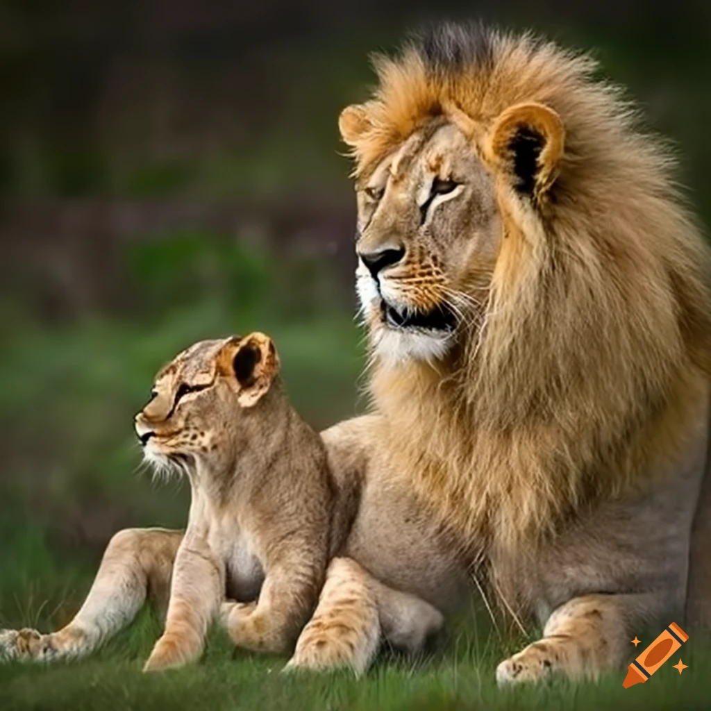 Lion with baby on Craiyon