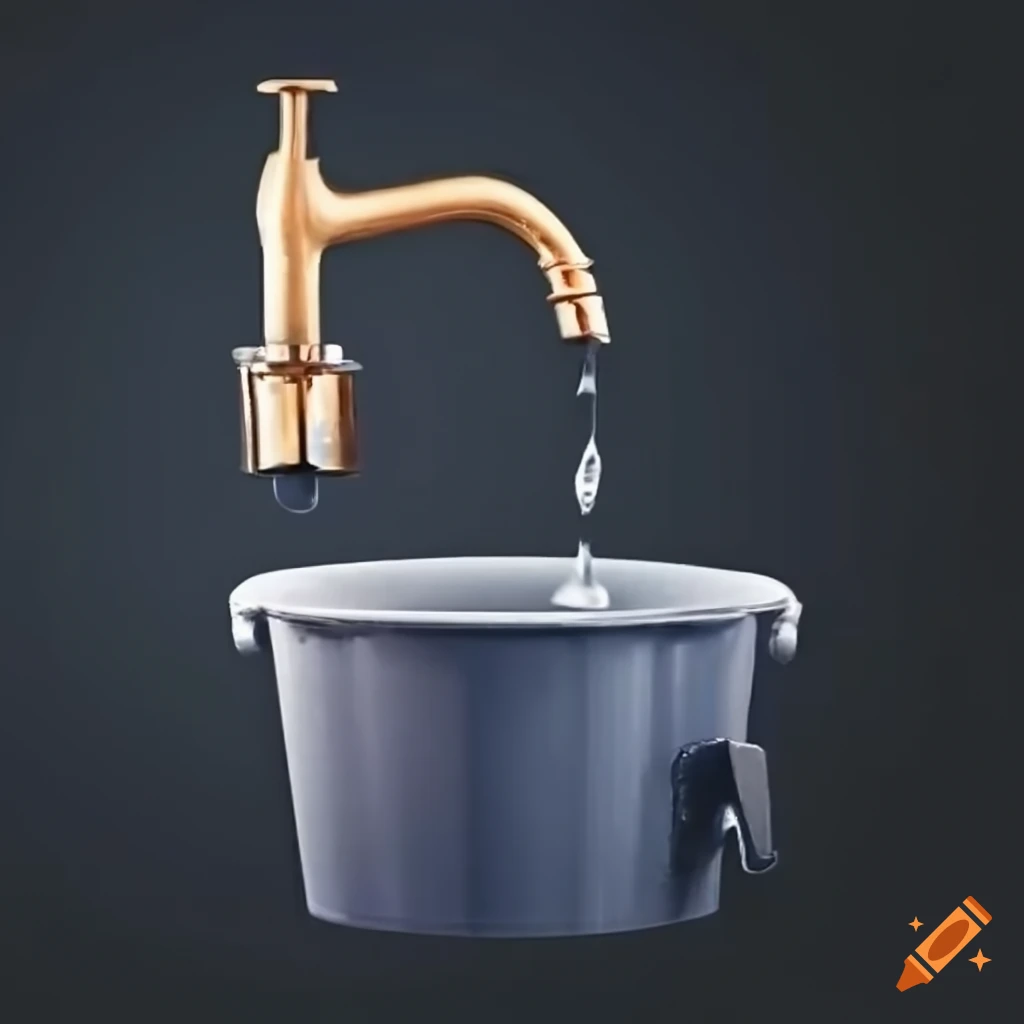 Leaking tap with bucket on Craiyon