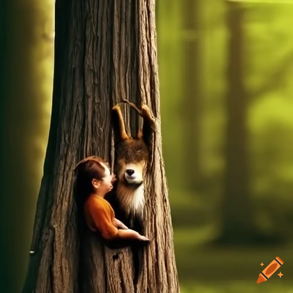 Trees giving shelter to human beings and animals on Craiyon