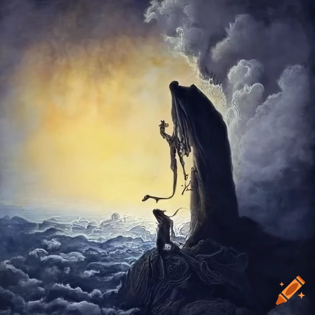 God_walks_above_the_clouds__style_Gustave_Doré on Craiyon