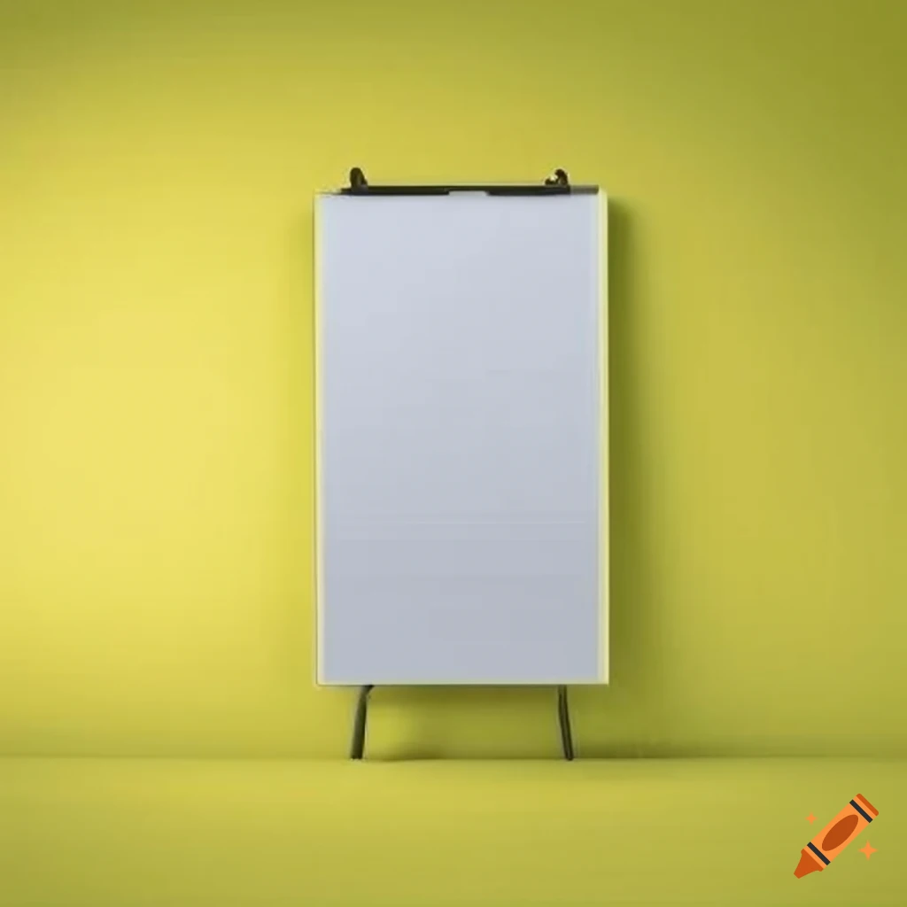 Gray and yellow flip chart for presentation in room