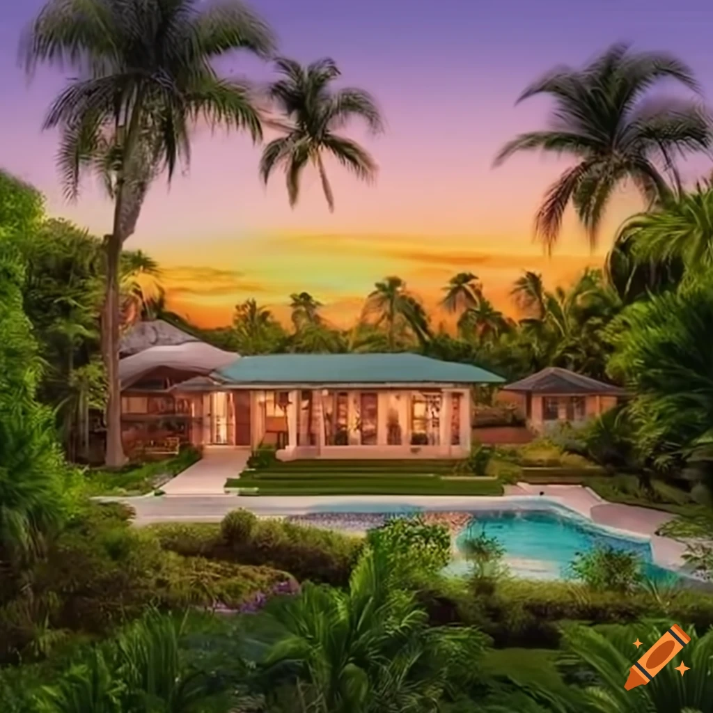 A mango colored key west style ranch house with wrap around porch and ...