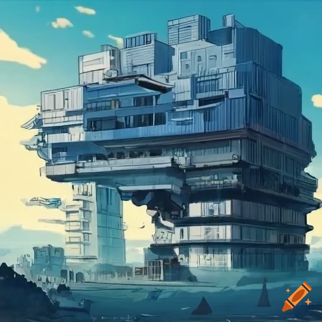 Hiroshi nagai, cyber city oedo 808, machinery, building front view