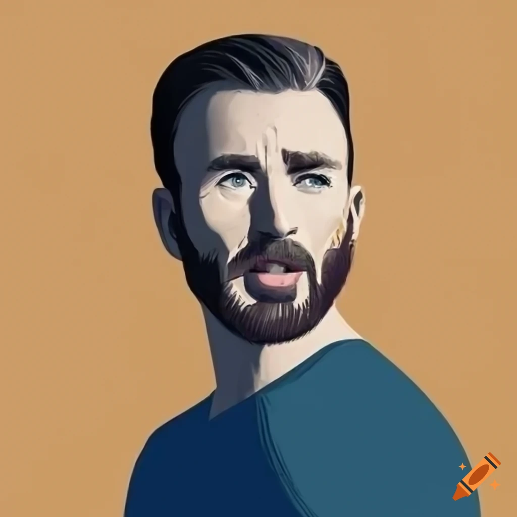 Chris Evans in a modern simple illustration style using the Pantone ...