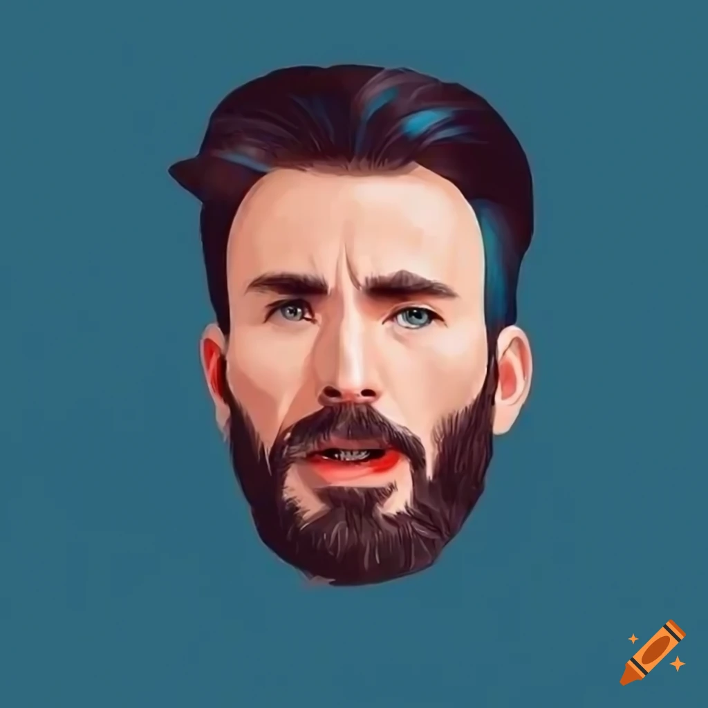 Chris Evans in a modern simple illustration style using the Pantone ...