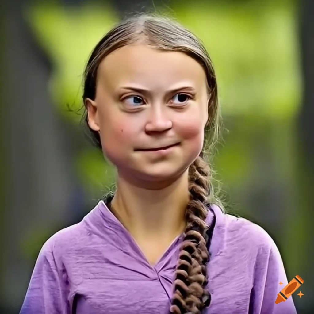 Greta thunberg with a big smile on Craiyon