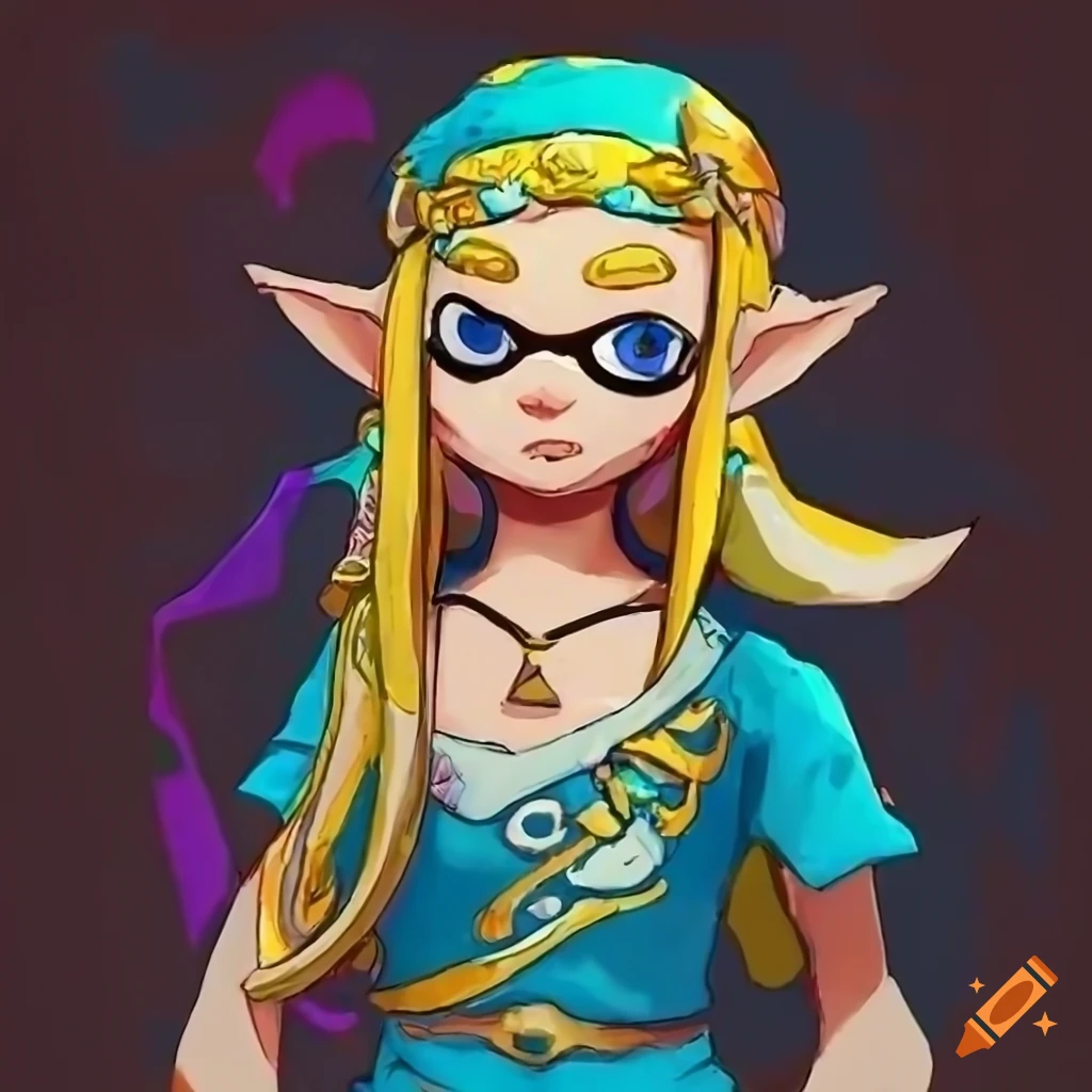 Zelda in splatoon art style