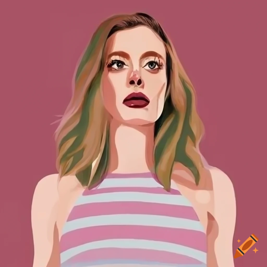 Gillian Jacobs in a modern simple illustration style using the Pantone ...