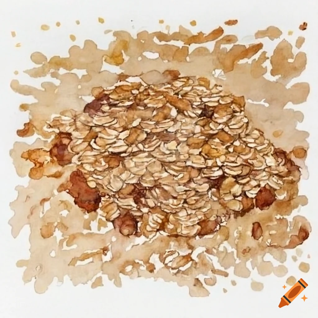 Watercolor painting of a pile of oatmeal