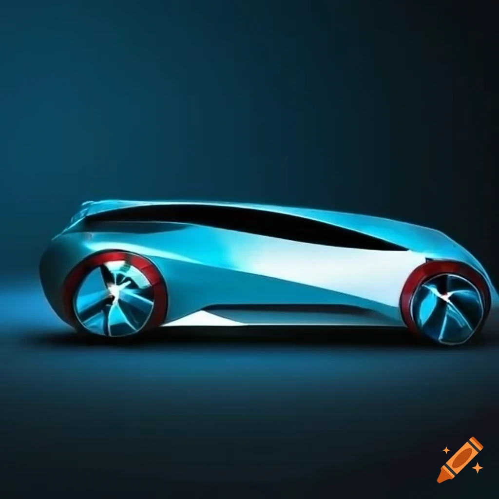 Minimalist futuristic car made with polygons viewed from 3 angles on ...