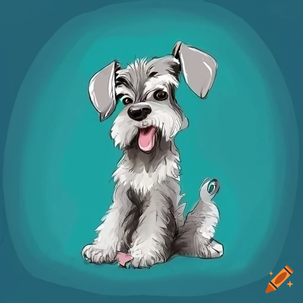 Pixar schnauzer puppy character design on Craiyon