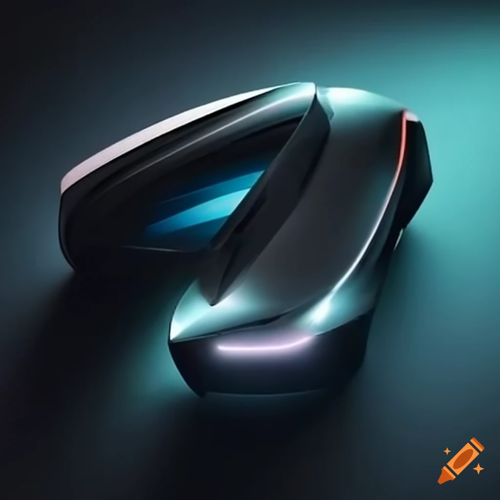 Minimalist futuristic car made with polygons viewed from 3 angles on ...