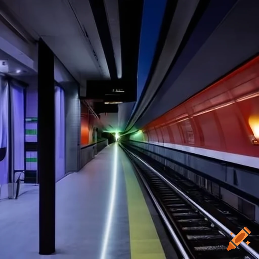 New metro station's sleek interior with dazzling lighting on Craiyon