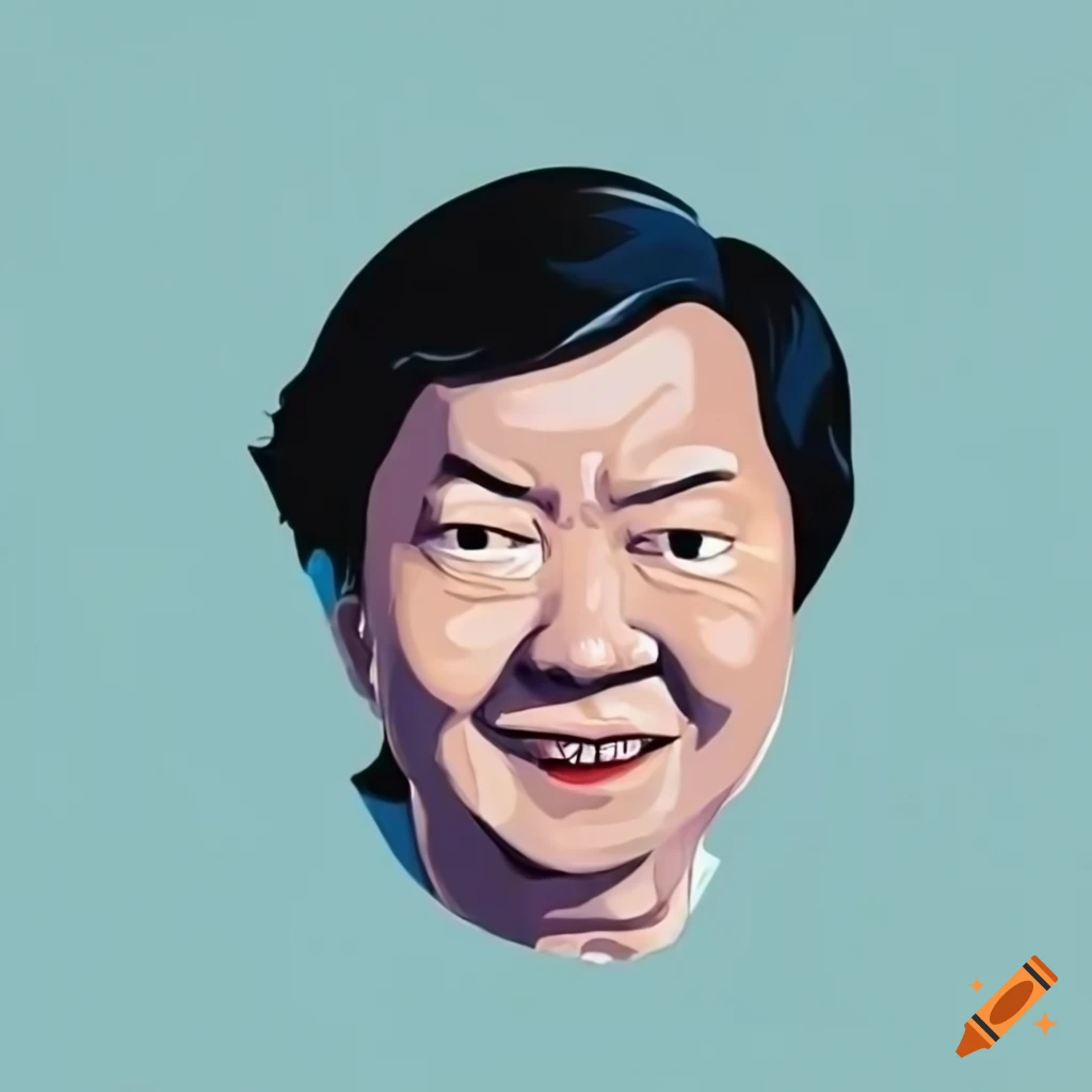 Ken jeong in a modern simple illustration style using the pantone ...