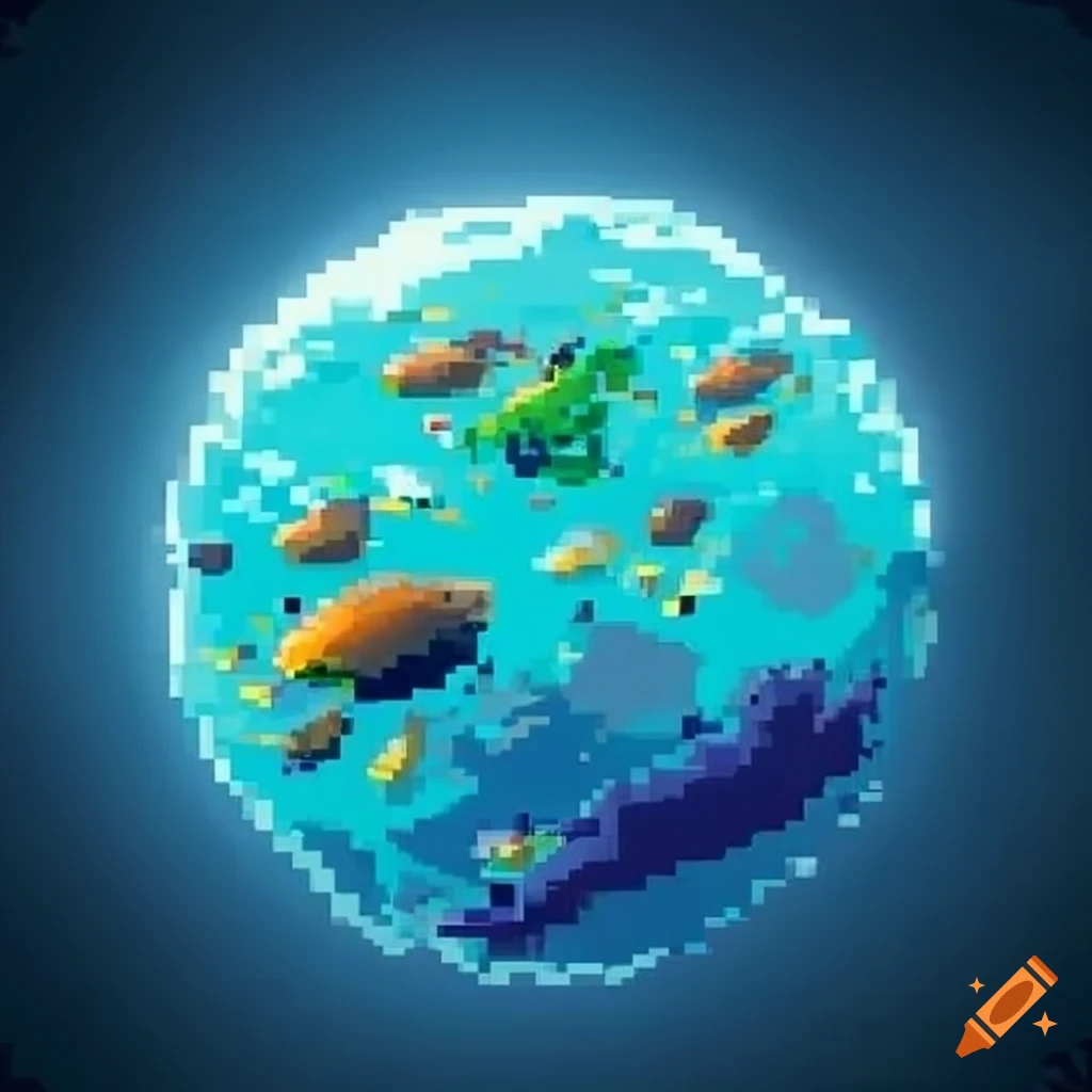 Pixel art underwater planet on Craiyon