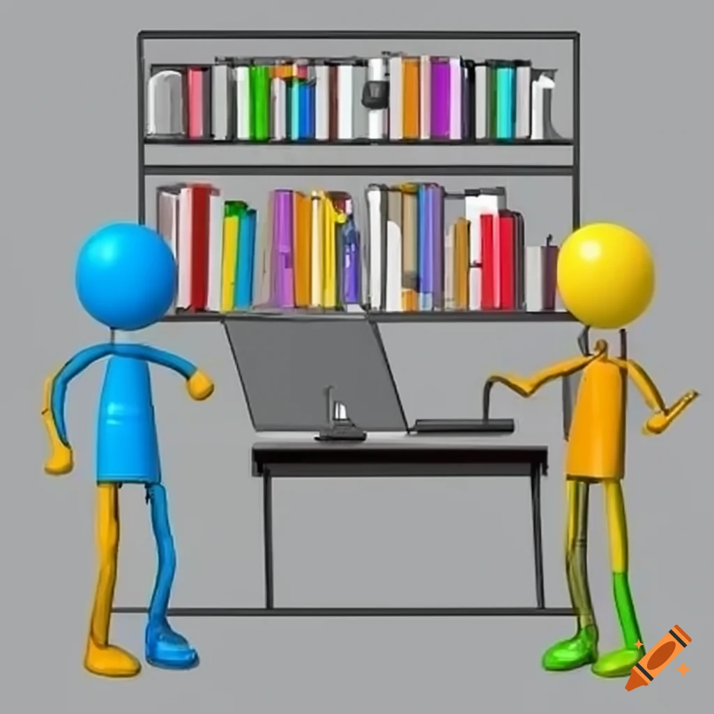 Colourful stick figure office scene doing a lot of boring files