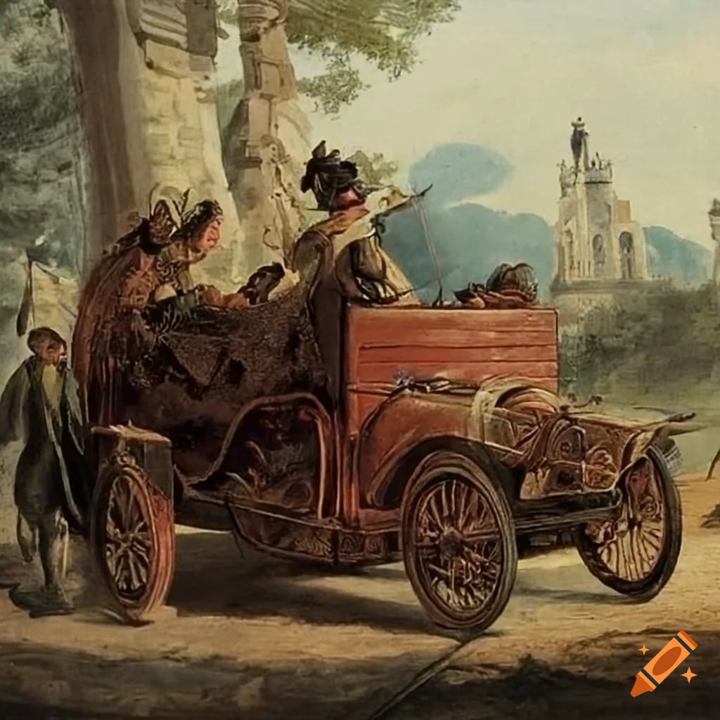 Vehicles in 18th century france on Craiyon