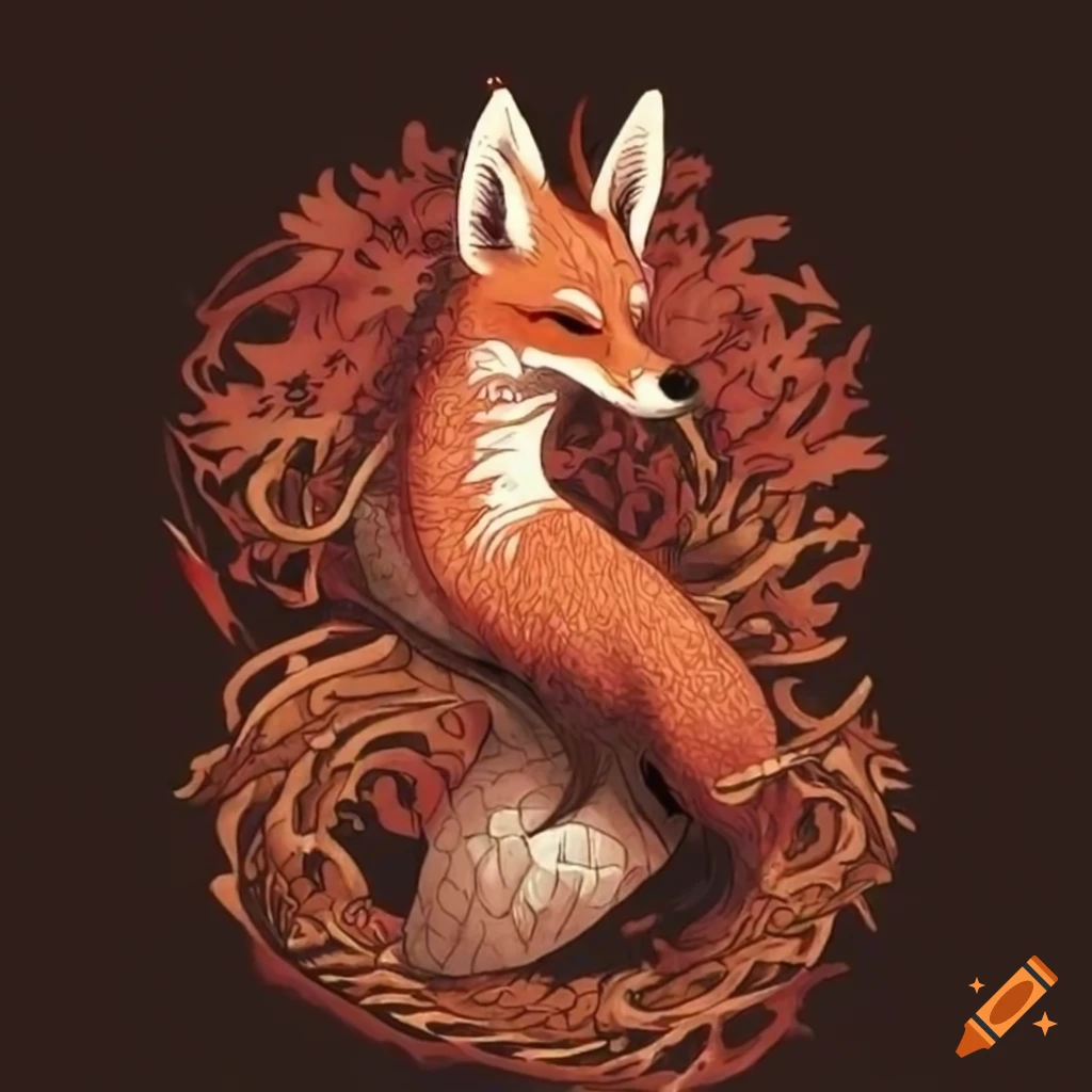 Fox in japanese dragon style on Craiyon