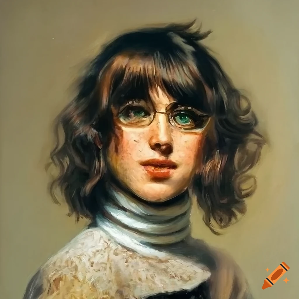 A cute woman with Light brown wavy bob hair, light green eyes, freckles ...