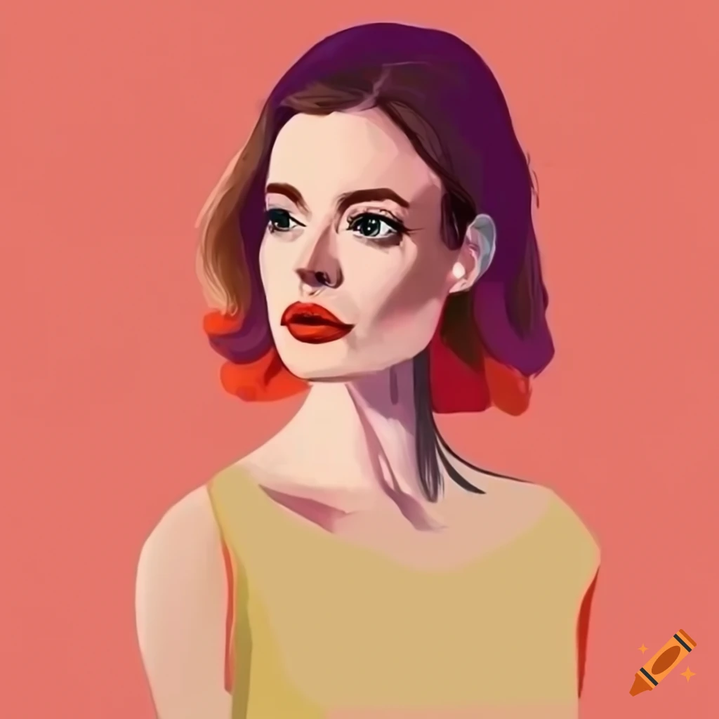 Gillian Jacobs in a modern simple illustration style using the Pantone ...