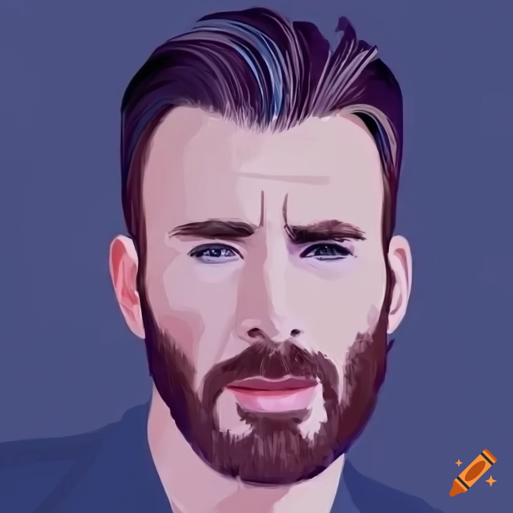 Chris Evans in a modern simple illustration style using the Pantone ...