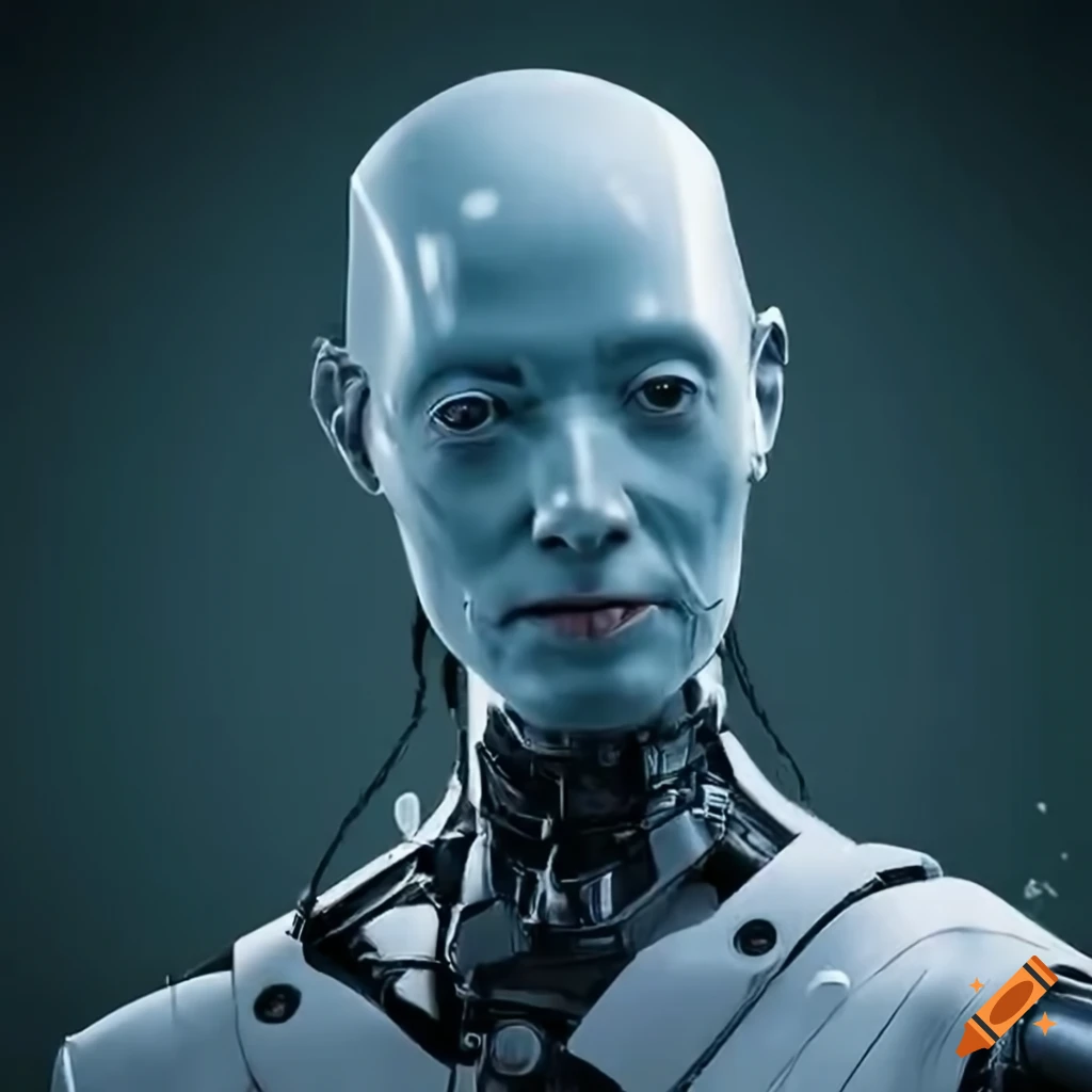 Marvel style, a humanoid doctor robot auscultating an elderly man on ...