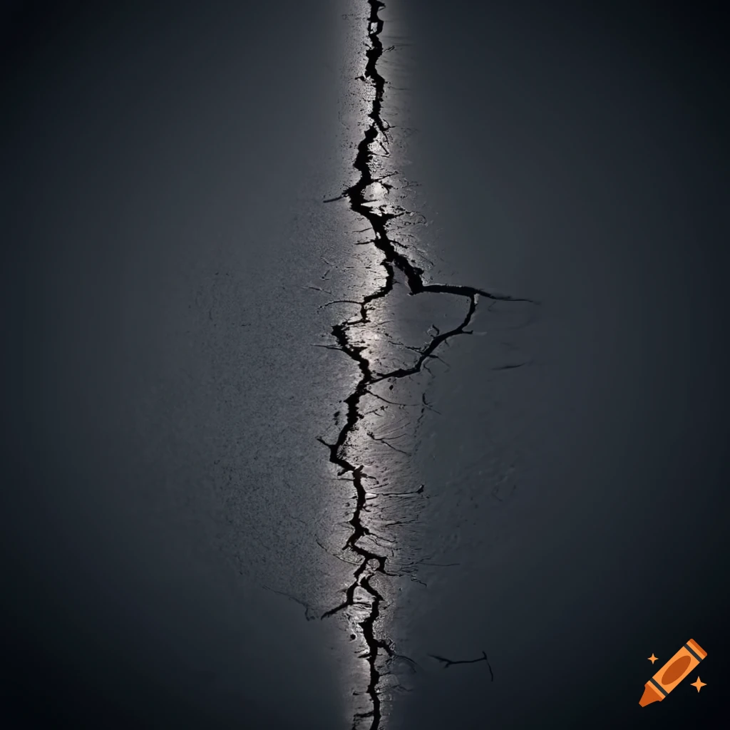 Asphalt road with a crack in the middle