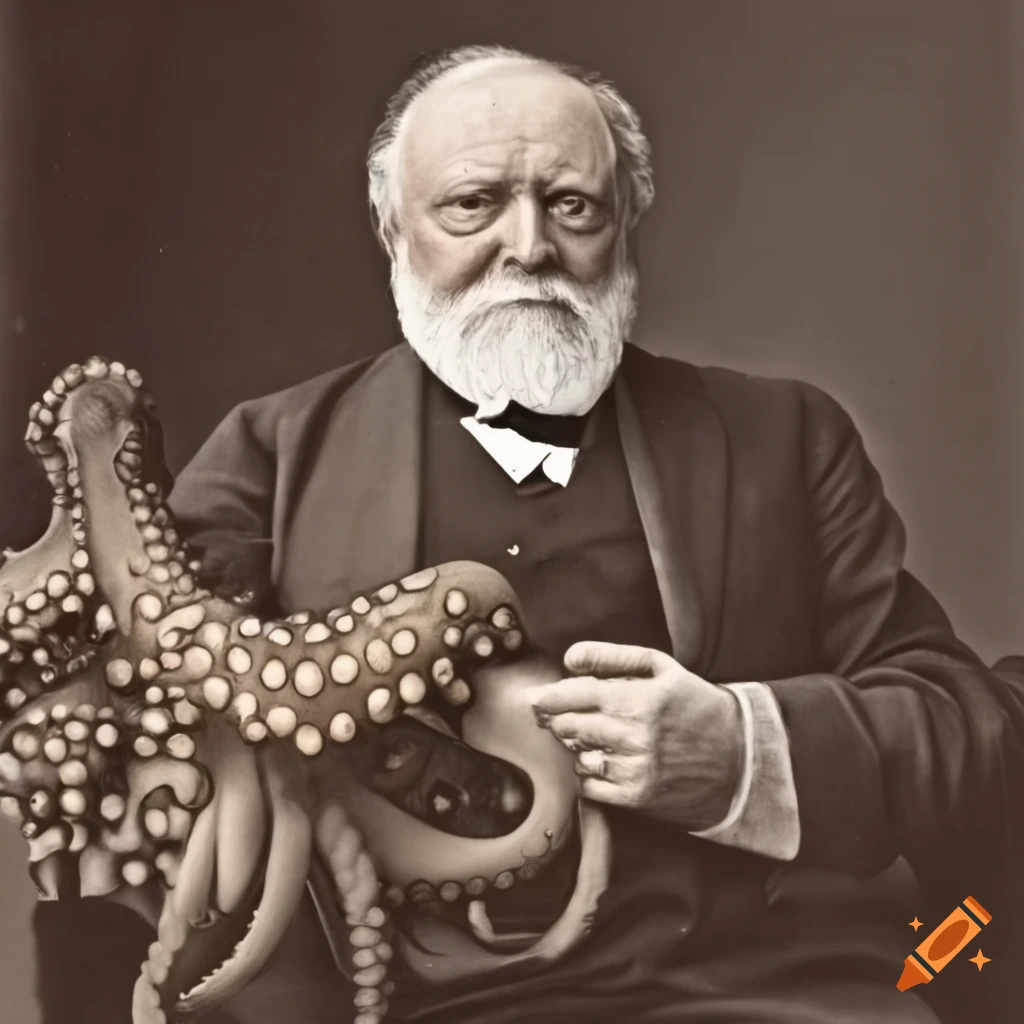 Andrew carnegie holding an octopus on Craiyon