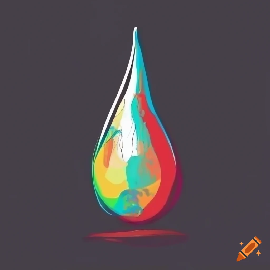 A minimalistic white line art of drop on black background