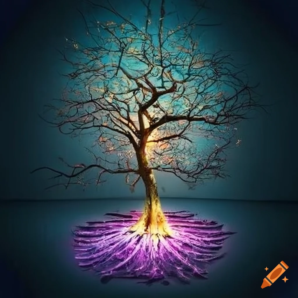 A magical tree with books hanging from its branches