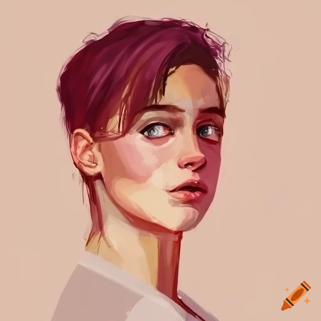 Human portrait in a concept art style on Craiyon