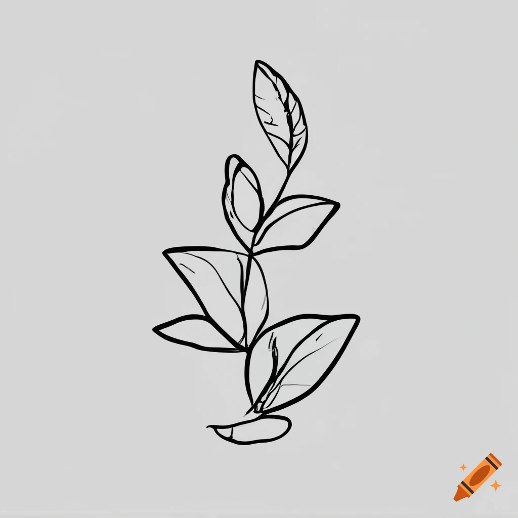 Logo ,mint leafs, traditional, line art drawing, ultra-detailed, clean ...
