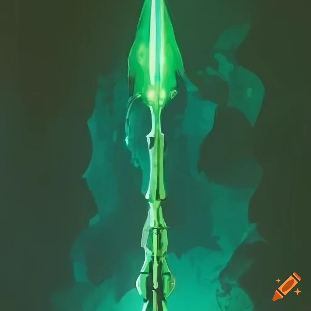 70s sci fi green futuristic spear art on Craiyon