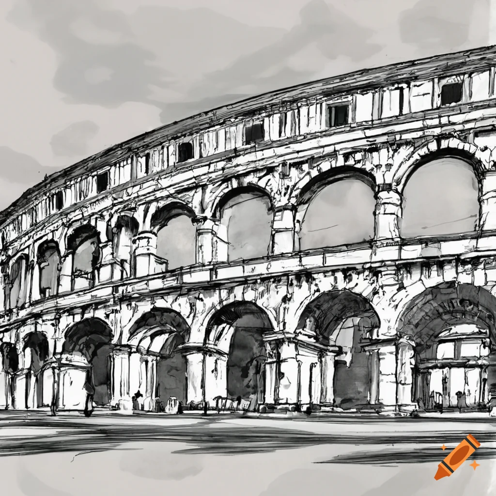 Amphitheater in pula, croatia panorama in fine detail realistic on Craiyon