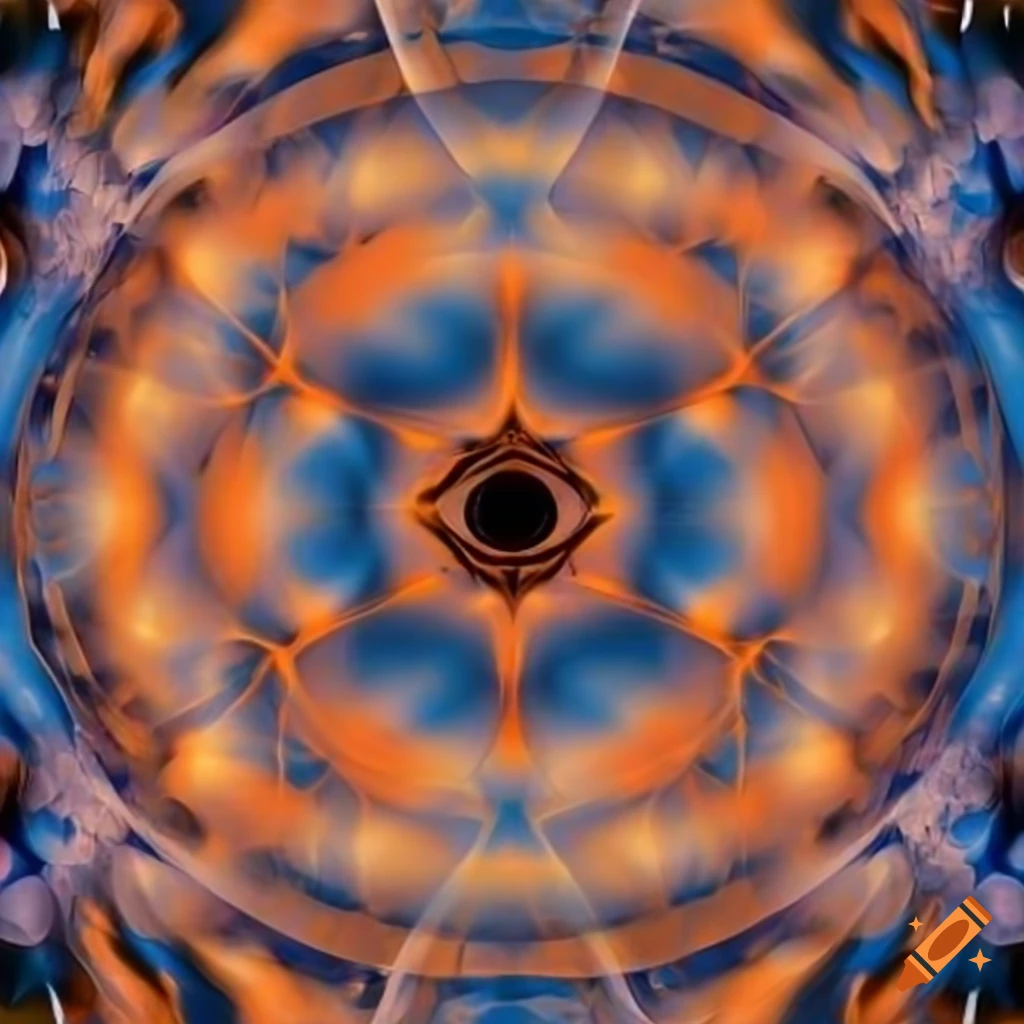 Blue and orange abstract shape design, sacred geometry on Craiyon