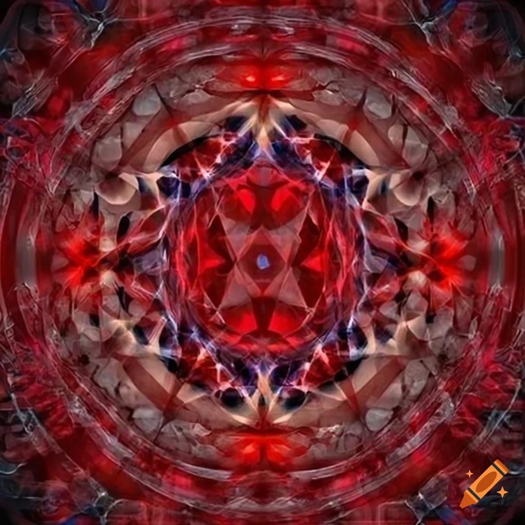 Ruby red abstract shape design, sacred geometry