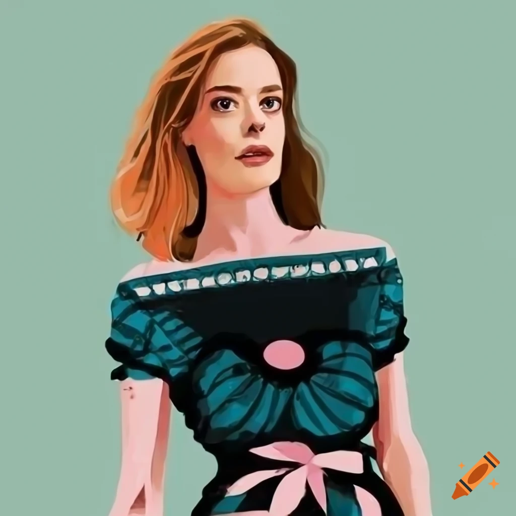 Gillian jacobs in a modern simple illustration style using the pantone ...