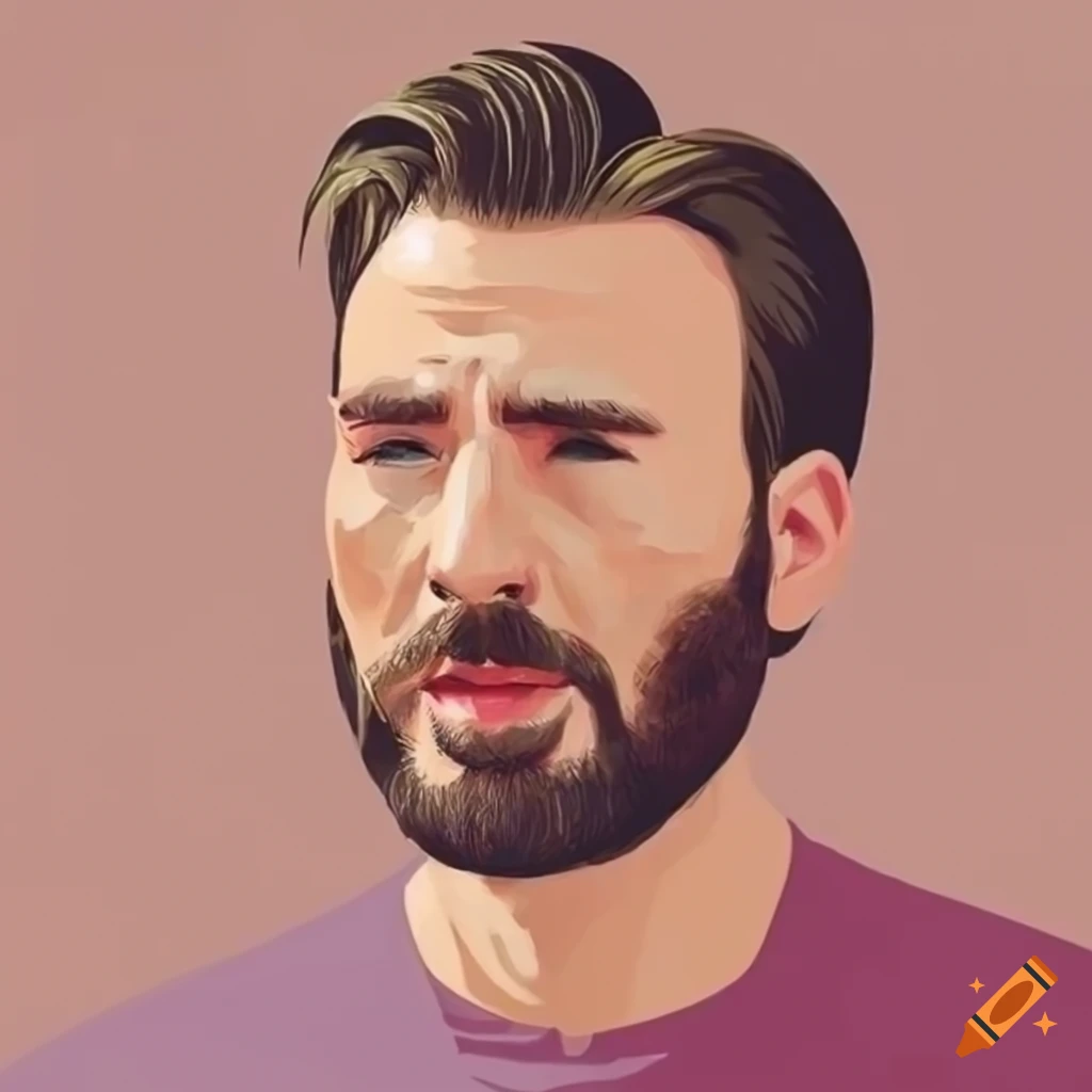 Chris Evans in a modern simple illustration style using the Pantone ...