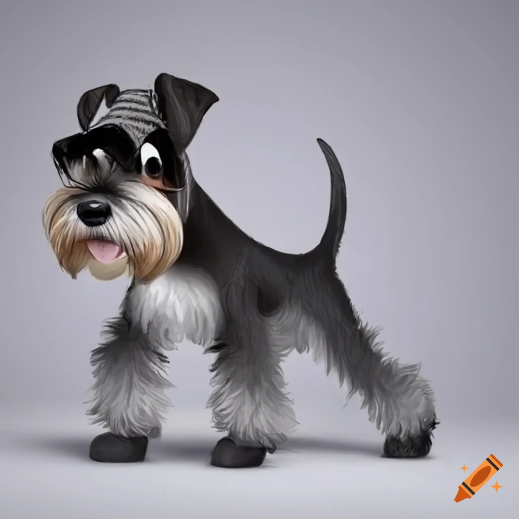 Pixar running schnauzer puppy character design