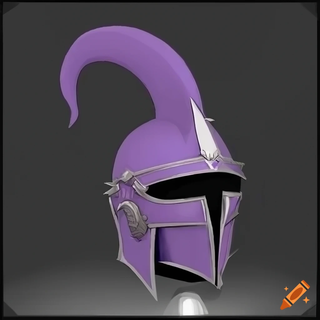 Knight purple armor helmet , giant lance, dnd