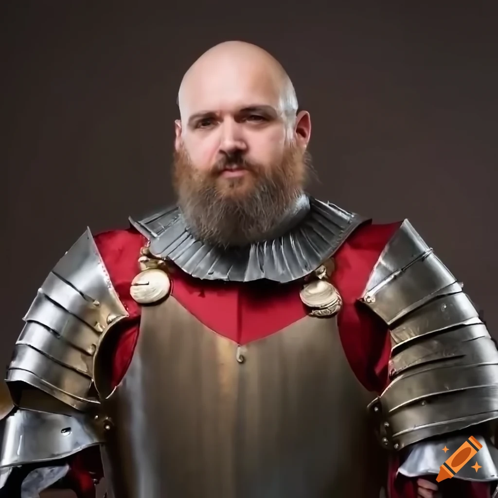 Baroque style, a portrait of paladin with heavy armor standing, red ...