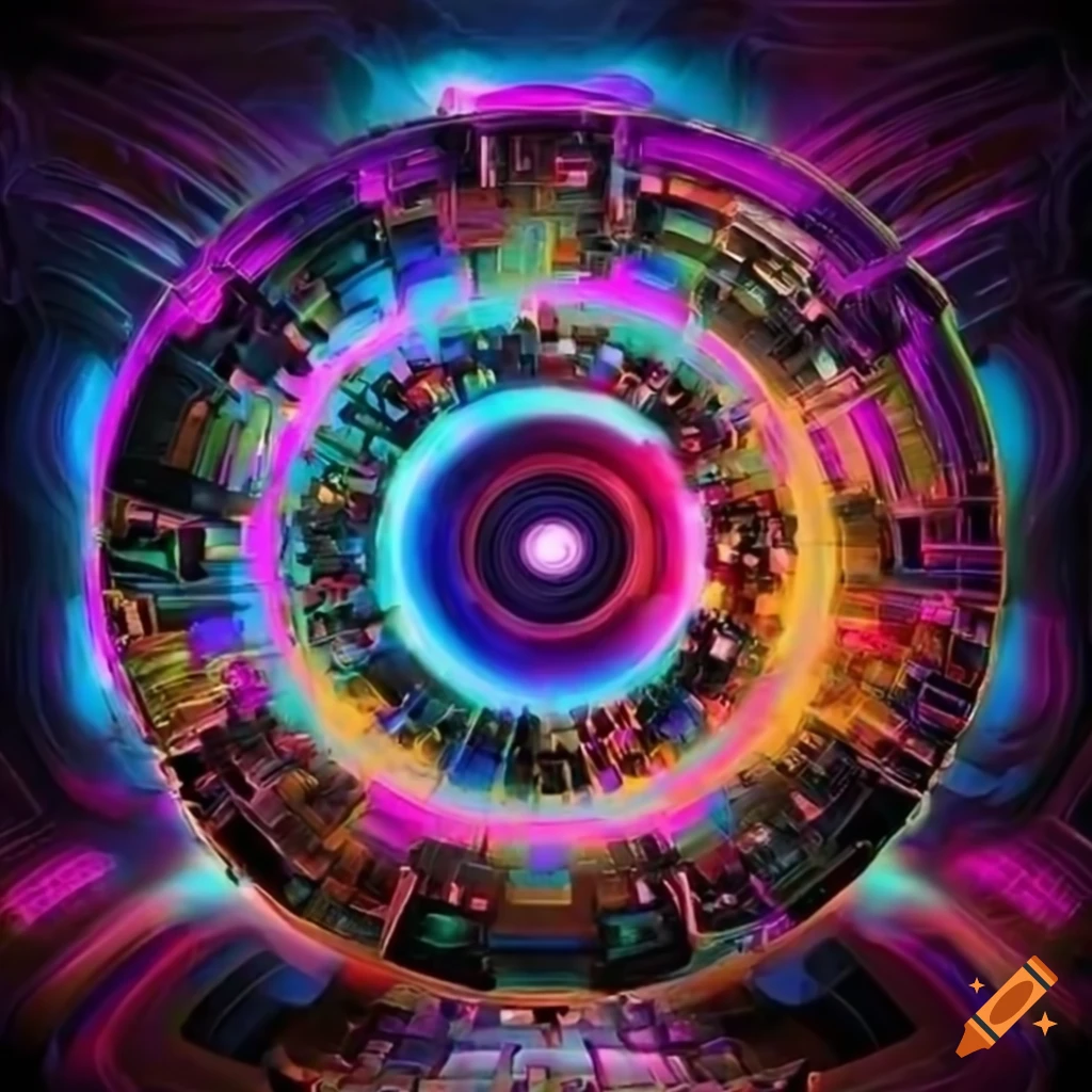 Quantum encoded world infinite, multicolor, detailed