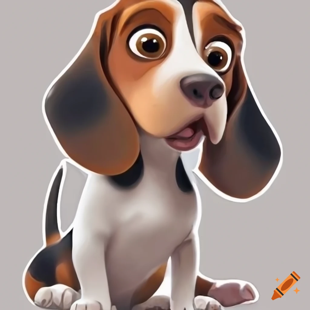 Pixar beagle puppy character design on Craiyon