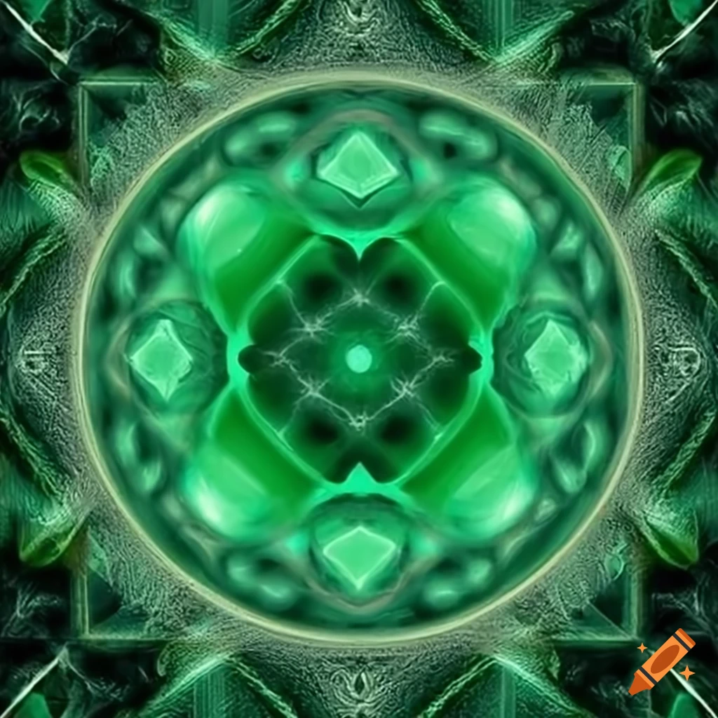 Emerald green abstract shape design, sacred geometry