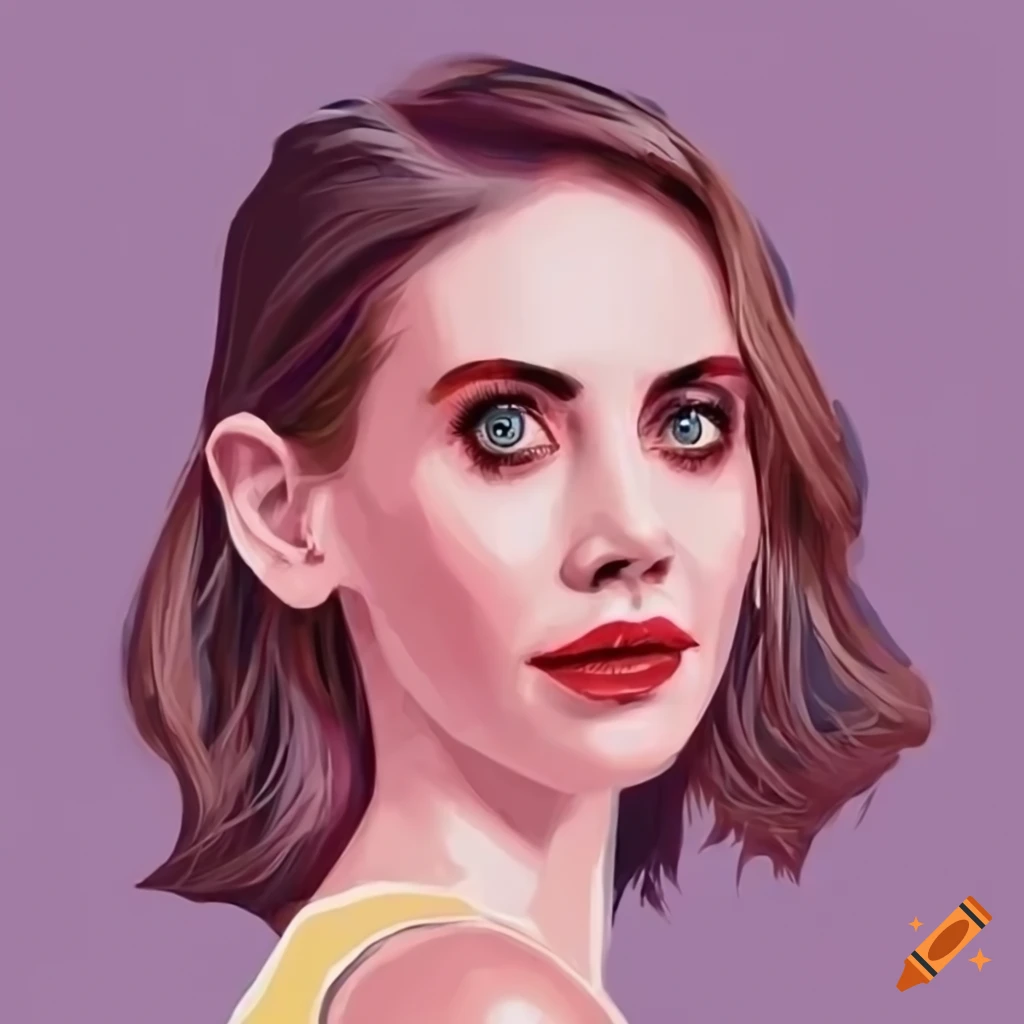 Alison Brie in a modern simple illustration style using the Pantone ...