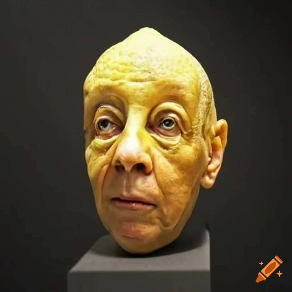 A lemon shaped like jorge luos borges's head