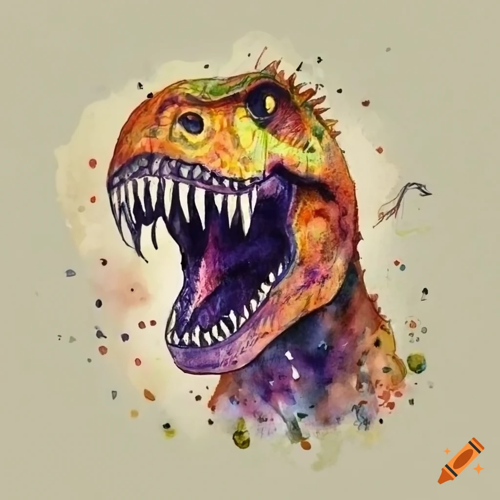 A roaring t-rex character illustrated