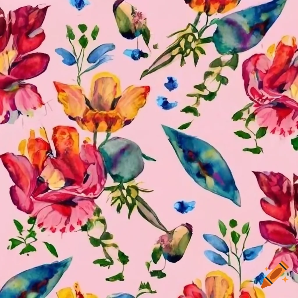 Watercolor flowers repeating pattern