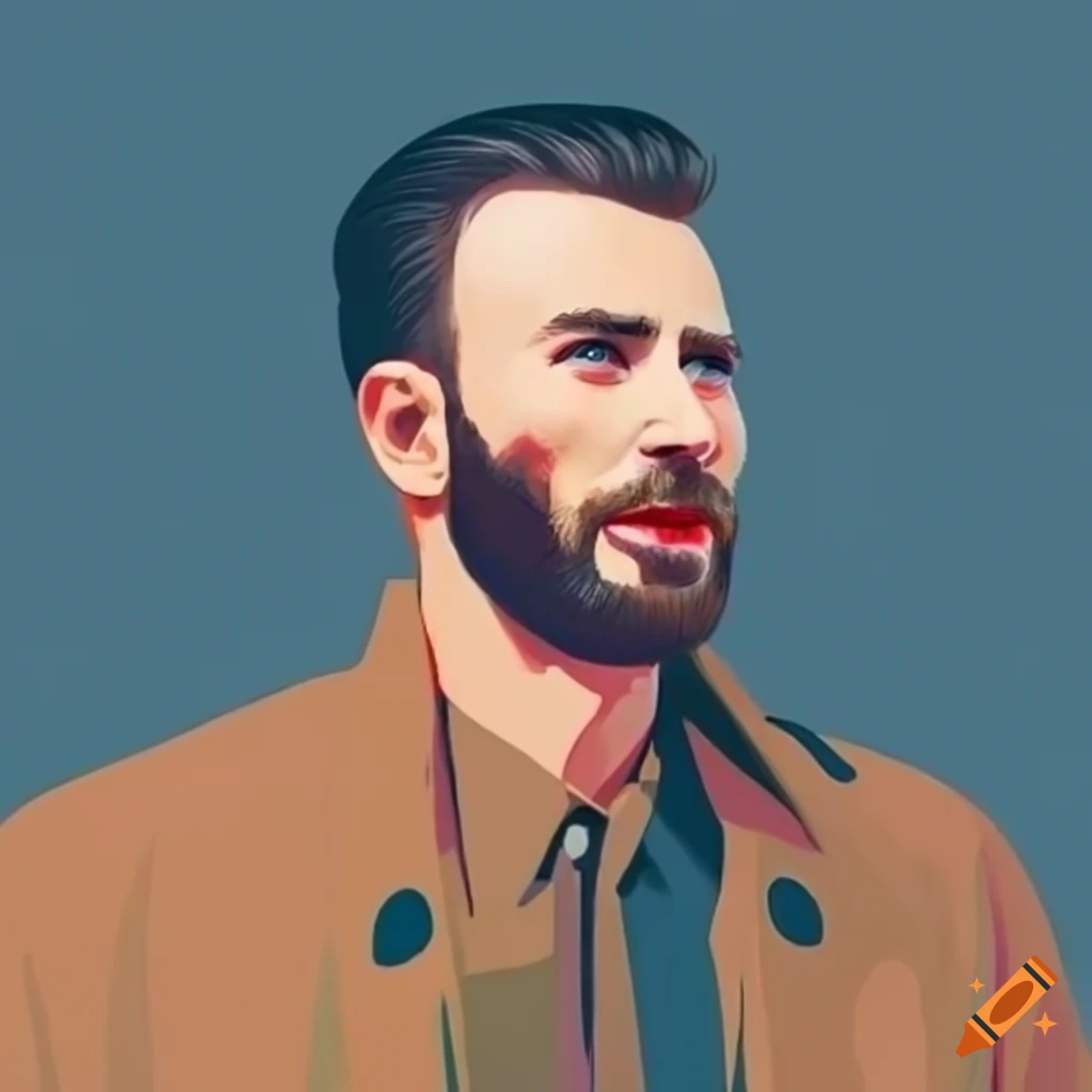 Chris Evans in a modern simple illustration style using the Pantone ...